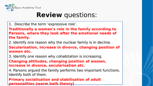 GCSE Sociology AQA Families unit | Teaching Resources