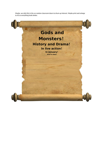 Gods and Monsters week task for Grade 7, 8, 9, 10, 11, 12 drama and ...