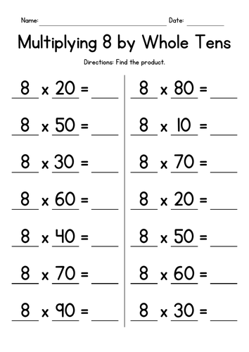 Multiplying Whole Tens BUNDLE - Multiplication Worksheets - Test Prep ...