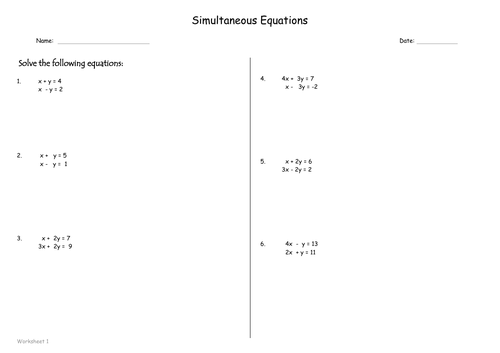 Simultaneous Equations | Teaching Resources