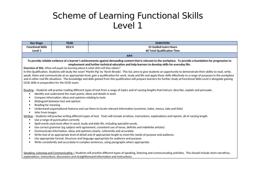 English Functional Skills Schemes of Work | Teaching Resources