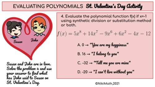 Evaluating Polynomial Functions - Multiple - Choice St.Valentine's Day ... Evaluating Polynomial Functions - Multiple - Choice St.Valentine's Day ...