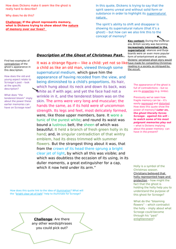 Analysis of Ghost of Christmas Past AQA 2022 | Teaching Resources