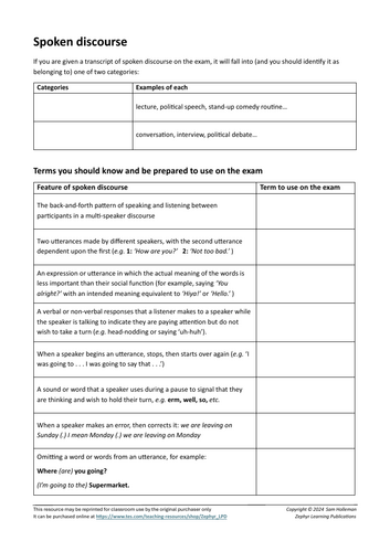 A Level Language - Discourse (lesson 7) | Teaching Resources A Level Language - Discourse (lesson 7) | Teaching Resources
