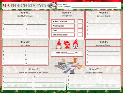 Maths Christmas Quiz | Teaching Resources