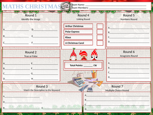 Maths Christmas Quiz | Teaching Resources