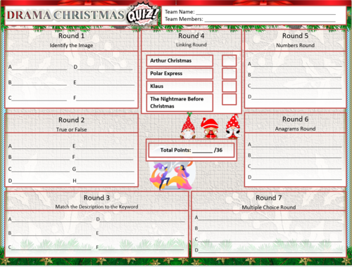 Drama Christmas Quiz | Teaching Resources