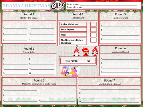 Drama Christmas Quiz | Teaching Resources