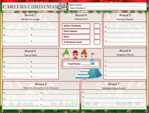 Careers Christmas Quiz | Teaching Resources