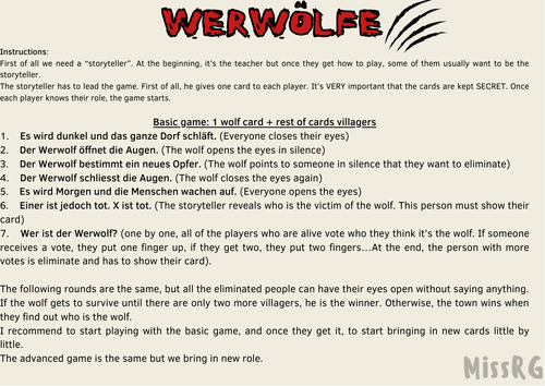 Card game German | Teaching Resources