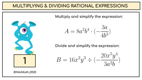 Multiplying & Dividing Rational Expressions - Monster Themed Task Cards ...