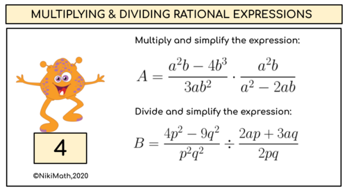 Multiplying & Dividing Rational Expressions - Monster Themed Task Cards ...