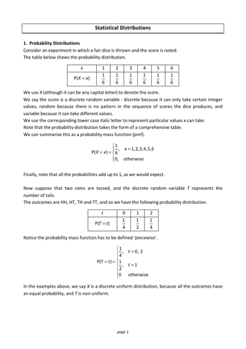 Edexcel A-Level Mathematics (Y1+2 Applied) | Teaching Resources