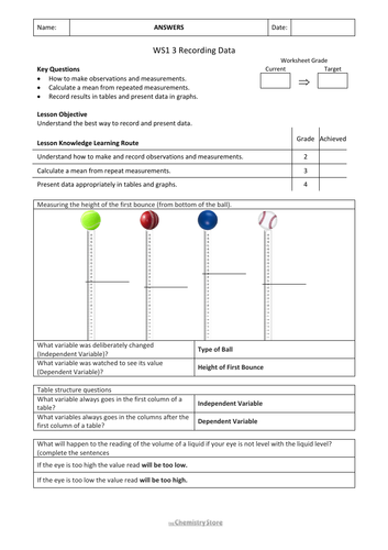 KS3 Working Scientifically WS1 3 Recording Data Lesson Bundle | Teaching Resources