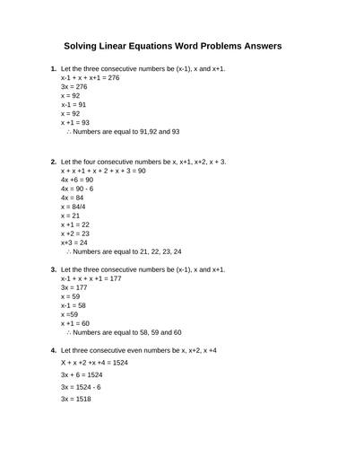 Creative Math Word Problems from Solving Linear Equations | Teaching ...