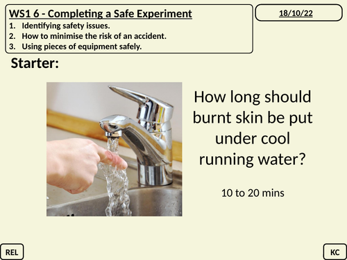 KS3 Working Scientifically WS1 6 Completing a Safe Experiment Lesson ...