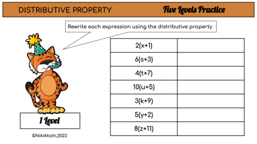 Distributive Property - 5 Levels Practice | Teaching Resources