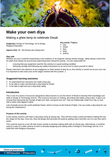 Make your own diya for Diwali (secondary) | Teaching Resources
