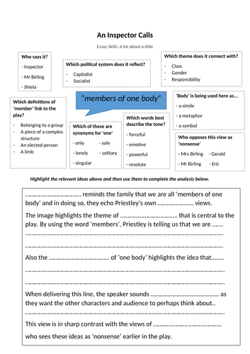 An Inspector Calls Essay Skills | Teaching Resources