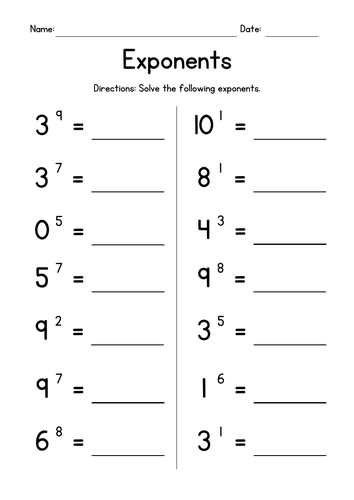 Exponents Worksheets BUNDLE - Math Practice - No Prep - Counting ...