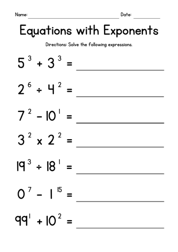 Exponents Worksheets BUNDLE - Math Practice - No Prep - Counting ...