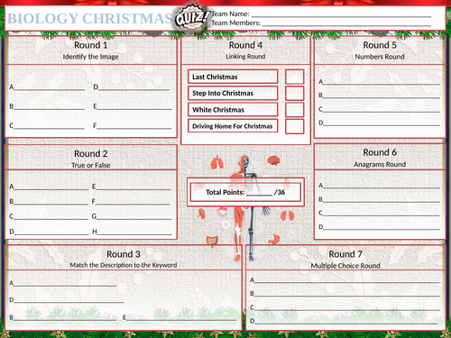 Biology Christmas Quiz | Teaching Resources