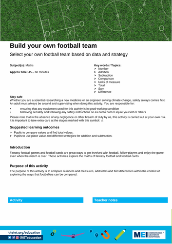 Build your own football team | Teaching Resources