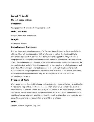 KS2 English: The Lost Happy Endings - 3 Week Unit | Teaching Resources