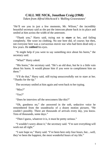 Call me Nick, Hitchcock Presents Literature with a Devil article (B2 ...