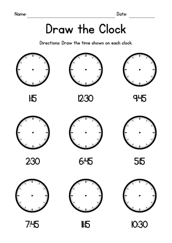 Reading & Drawing Clocks Practice - Read & Draw the Time Worksheets ...