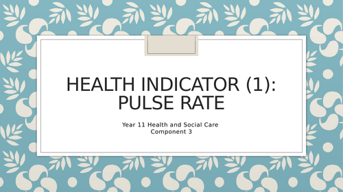 Component 3 Health and Social - Health Indicators | Teaching Resources