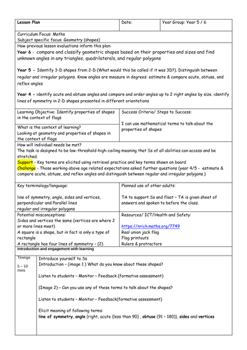 Geometry with Flags - Year 5 & 6 Maths Lesson | Teaching Resources