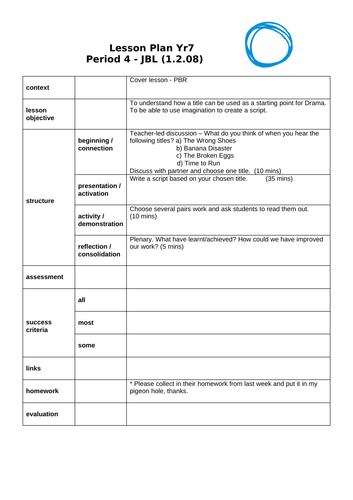 Drama cover lesson ideas for KS3 | Teaching Resources