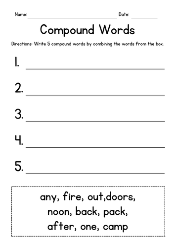Creating Compound Words Worksheets | Teaching Resources