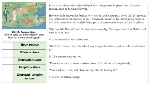 Pride and Prejudice - Sentence Types | Teaching Resources