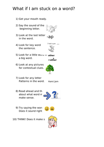 reading strategies when stuck bookmarks | Teaching Resources