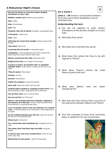 iGCSE A Midsummer Night's Dream Act 2 | Teaching Resources