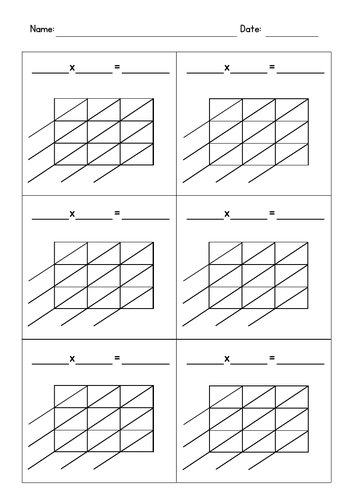 Lattice Multiplication Blank Templates (3-Digit by 3-Digit) | Teaching ...