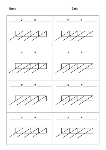 Lattice Multiplication Blank Templates (4-Digit by 1-Digit) | Teaching ...