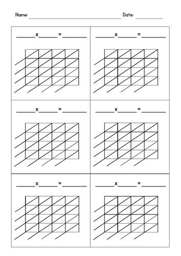 Lattice Multiplication Blank Templates (4-Digit by 4-Digit) | Teaching ...