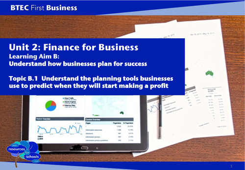 BTEC First Business Unit 2: Finance - Topic B1 | Teaching Resources