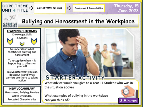 Bullying and harassment in the workplace | Teaching Resources