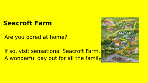 KS1 Writing a Persuasive Leaflet Seacroft Farm | Teaching Resources