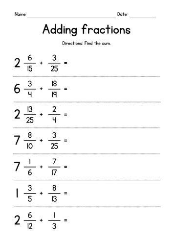 Adding & Subtracting Fractions & Mixed Numbers - Math Worksheets BUNDLE ...