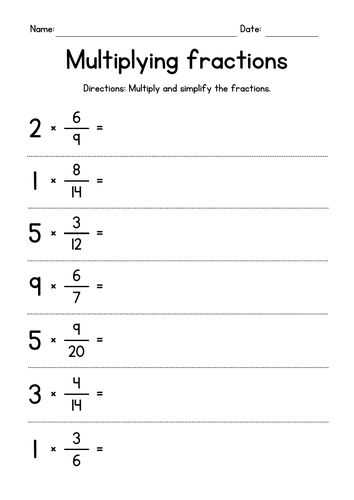 Multiplying & Dividing Fractions & Mixed Numbers - Math Worksheets ...