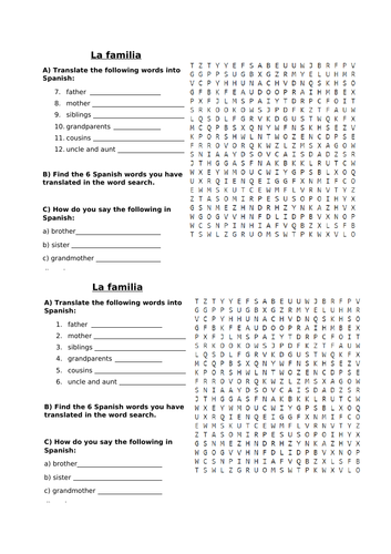 La familia | Teaching Resources