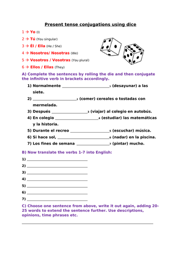 Spanish present tense verbs | Teaching Resources