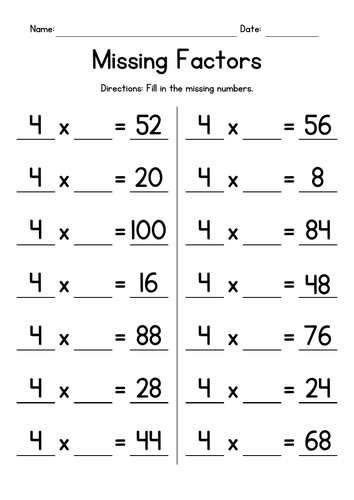Multiplication Tables BUNDLE - Missing Factors Worksheets - Math ...