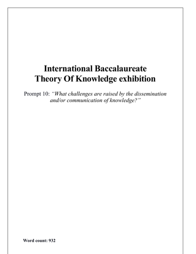 IB Theory of Knowledge (TOK) exhibition | Teaching Resources