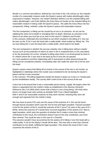 Murder scenerio - OCR a level law | Teaching Resources